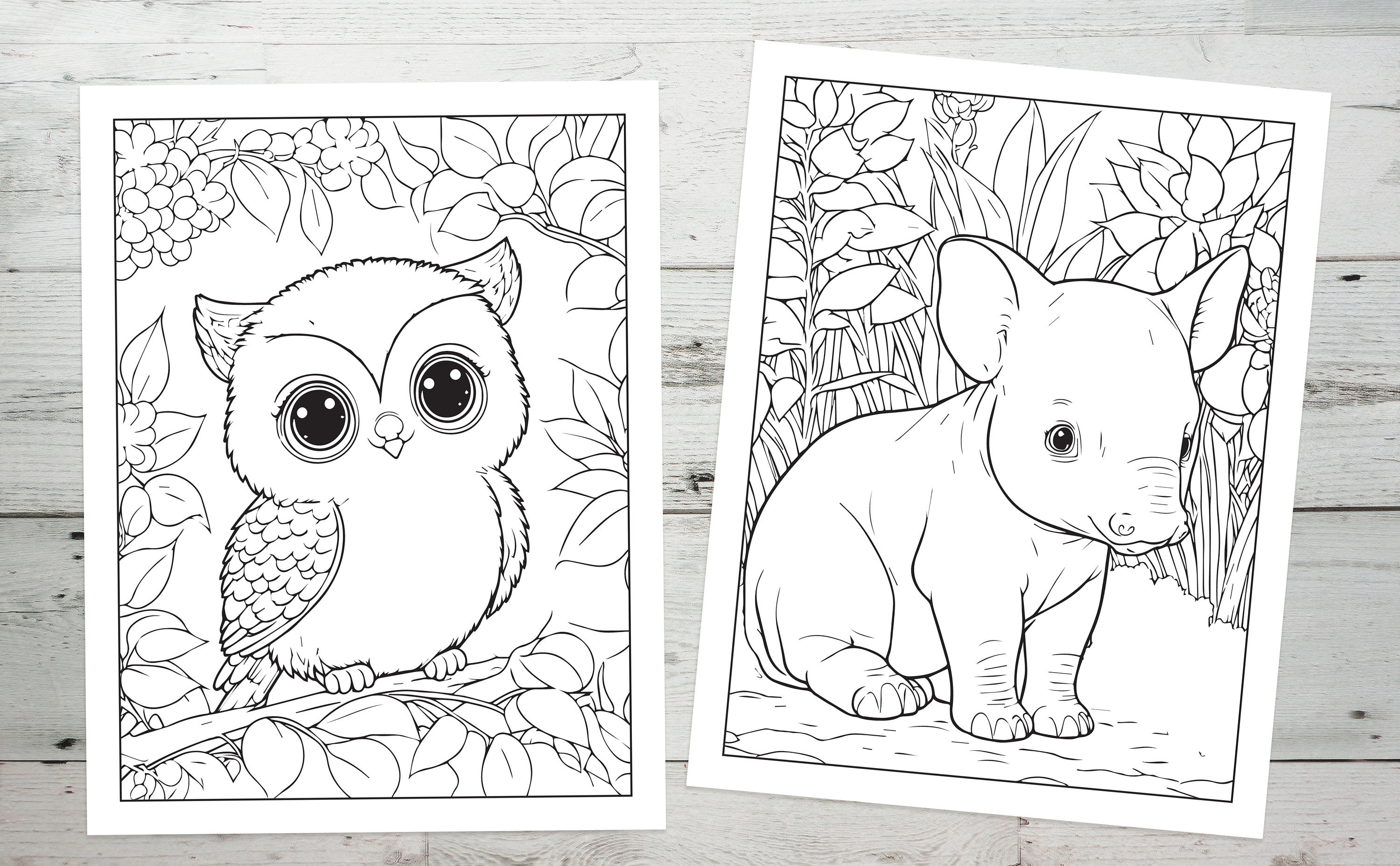 35 Assorted Cute Baby Animal Coloring Pages for Kids & Adults - Etsy