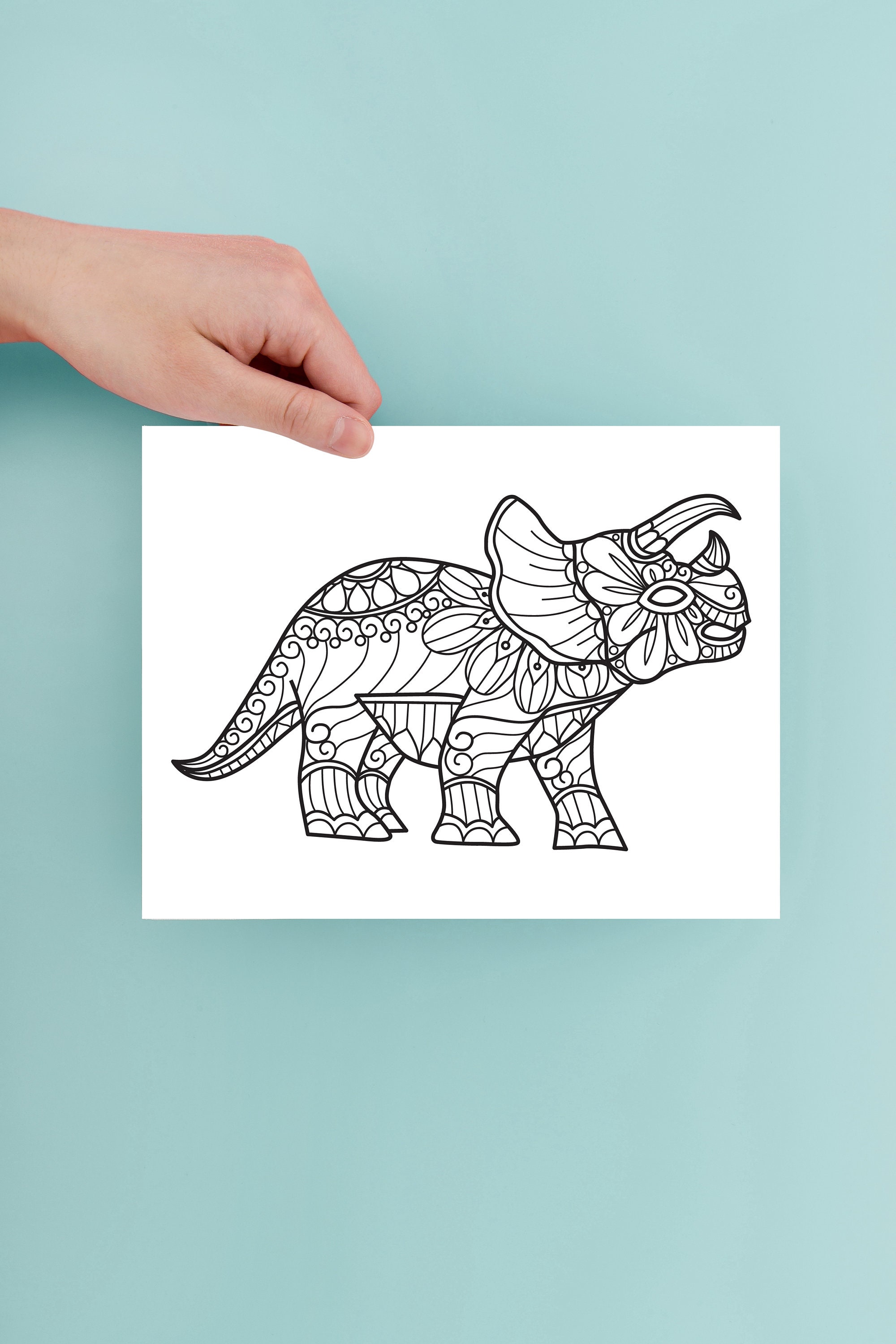 9 Mandala Dinosaur Coloring Pages for Kids or Adults Velociraptor ...