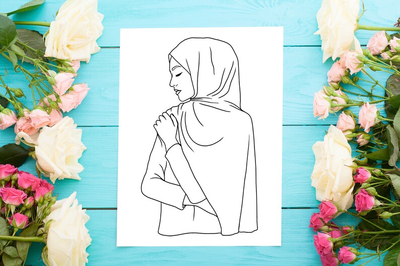 10 Hijabi Women Coloring Pages for Teens or Adults Alike Inclusive ...