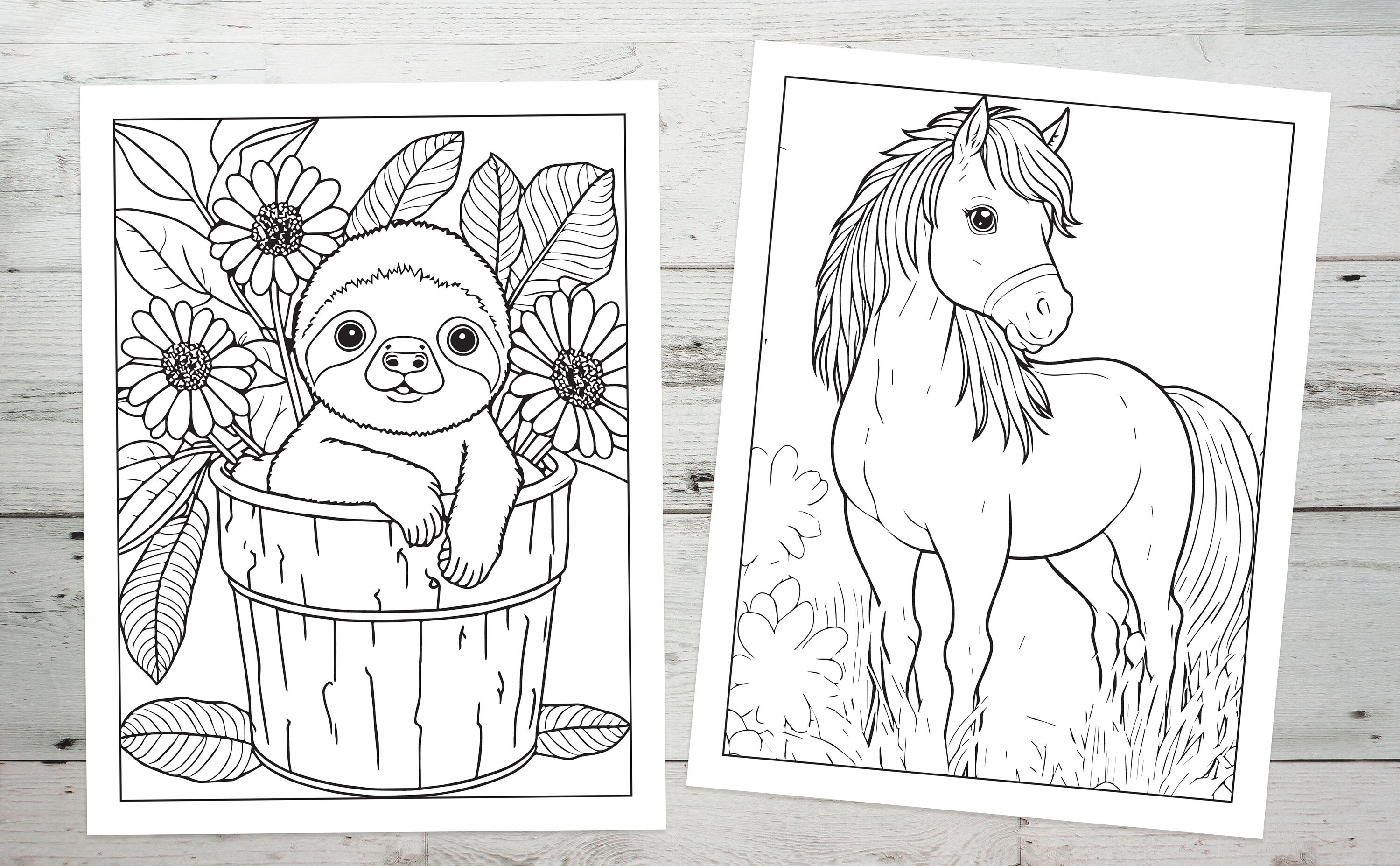 35 Assorted Cute Baby Animal Coloring Pages for Kids & Adults - Etsy