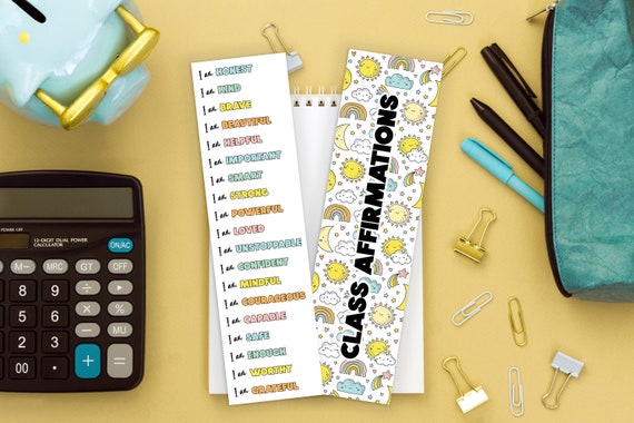 Printable Class Affirmations Student Bookmarks Double Sided - Etsy