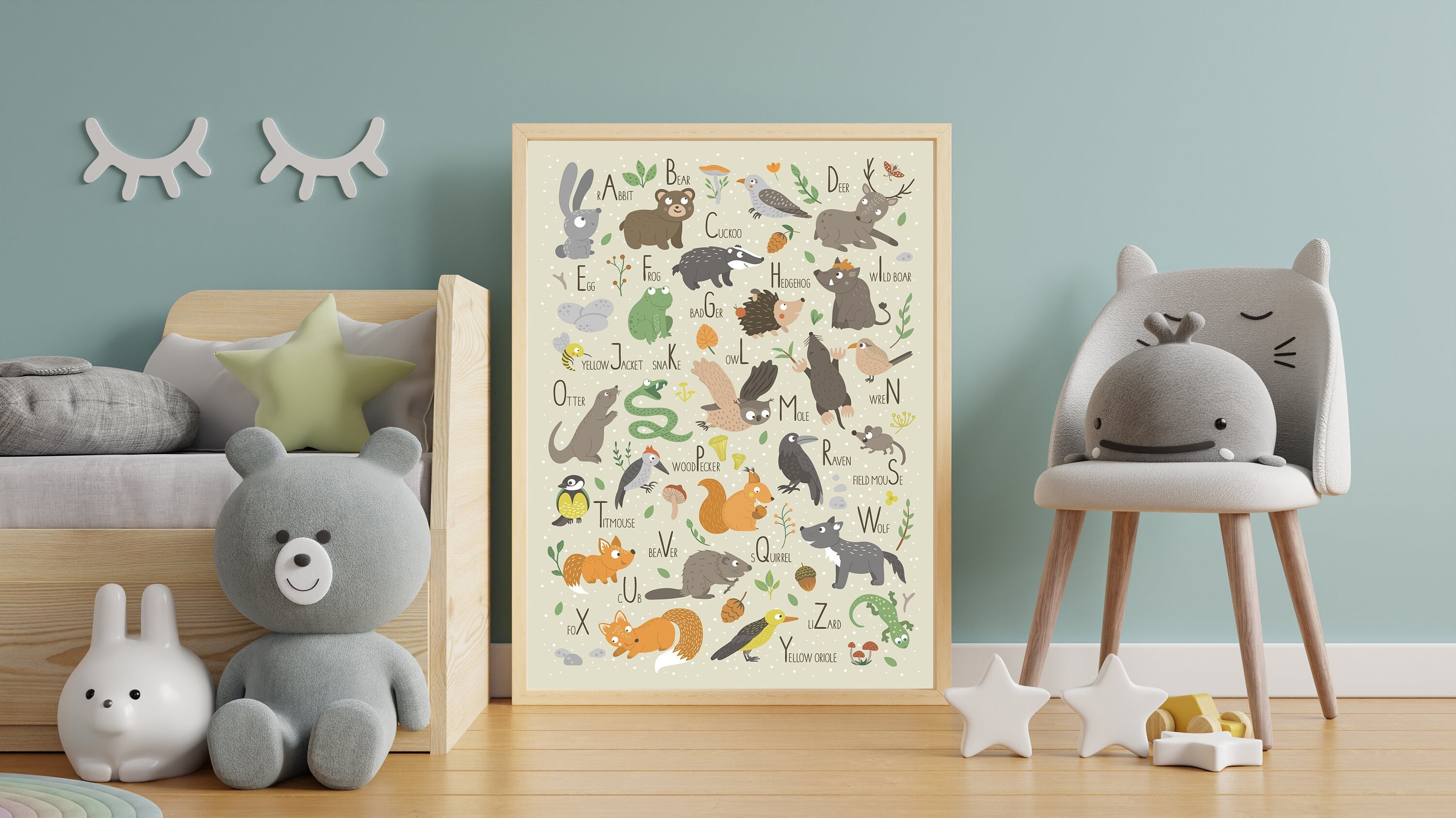 Woodland Animal Themed Alphabet Learning Poster | 11"x17" | Vertical ...