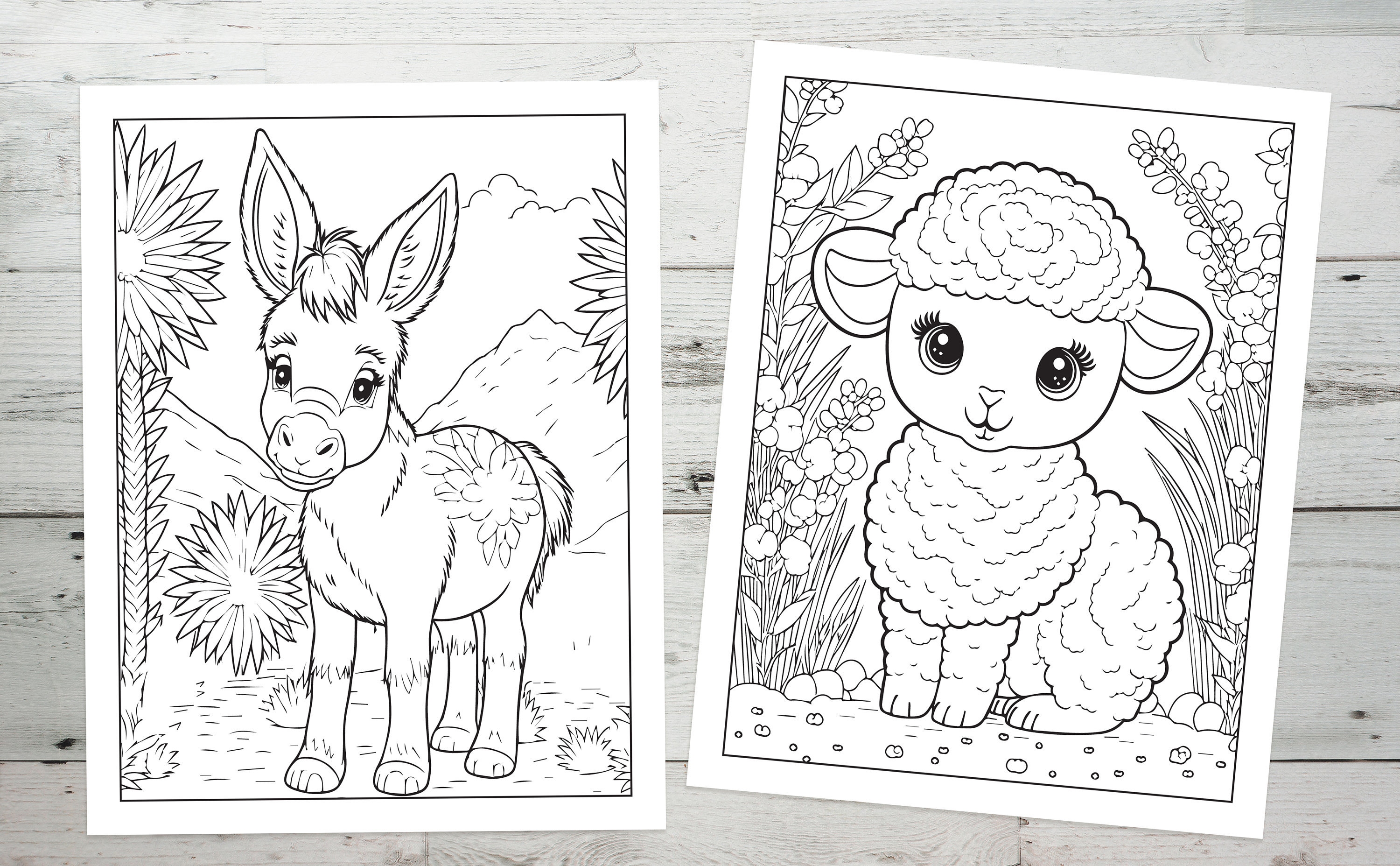 35 Assorted Cute Baby Animal Coloring Pages for Kids & Adults - Etsy