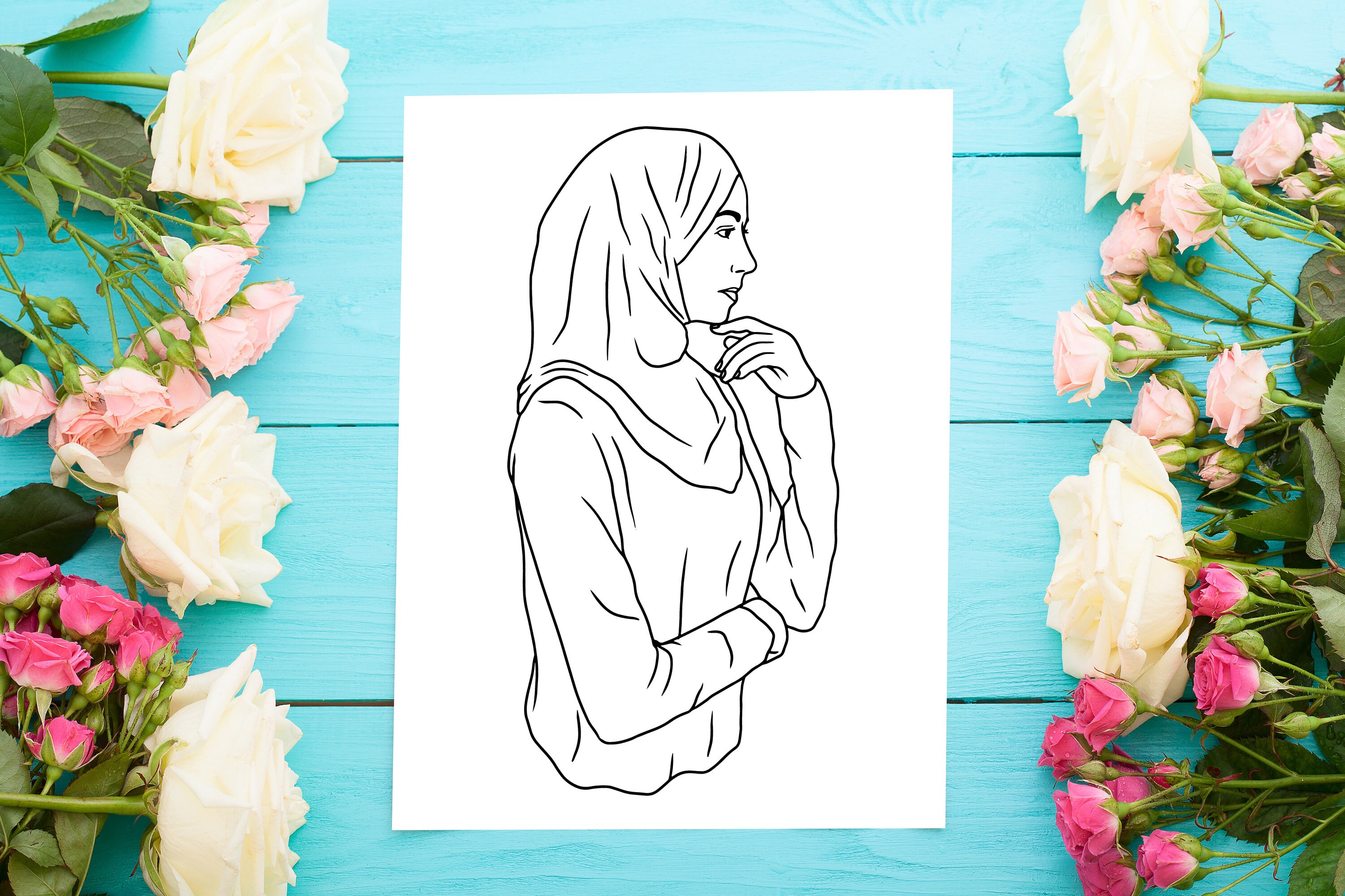 10 Hijabi Women Coloring Pages for Teens or Adults Alike Inclusive ...