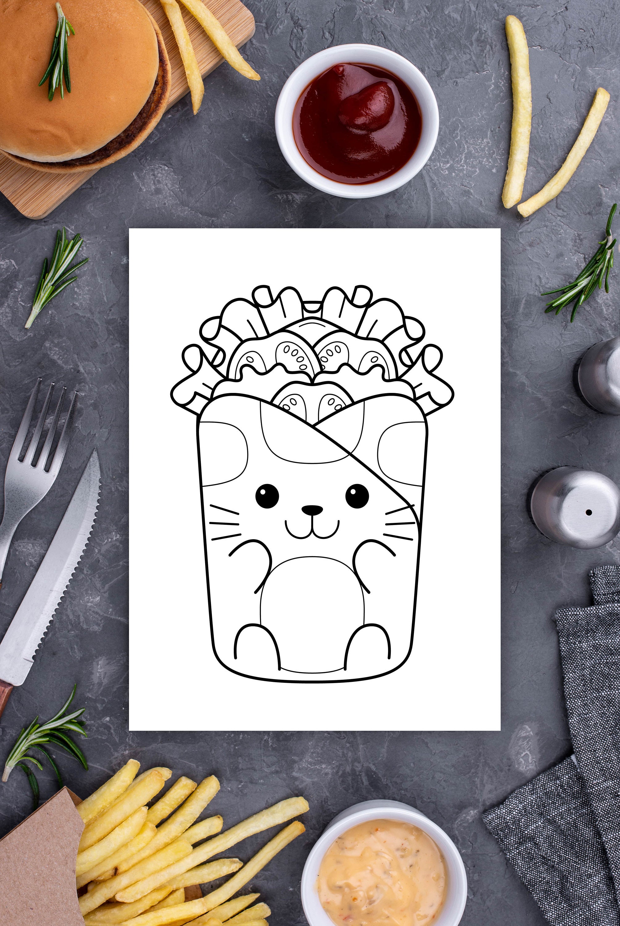 10 Adorable Food as Cats Coloring Pages for Kids or Adults Alike Unique ...