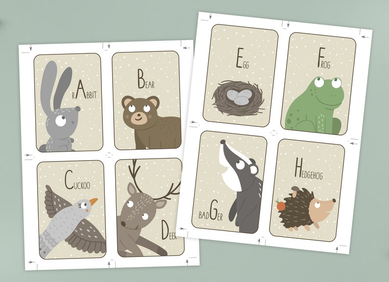 26 English Alphabet Woodland Forest Animal Themed Flashcards Activity ...