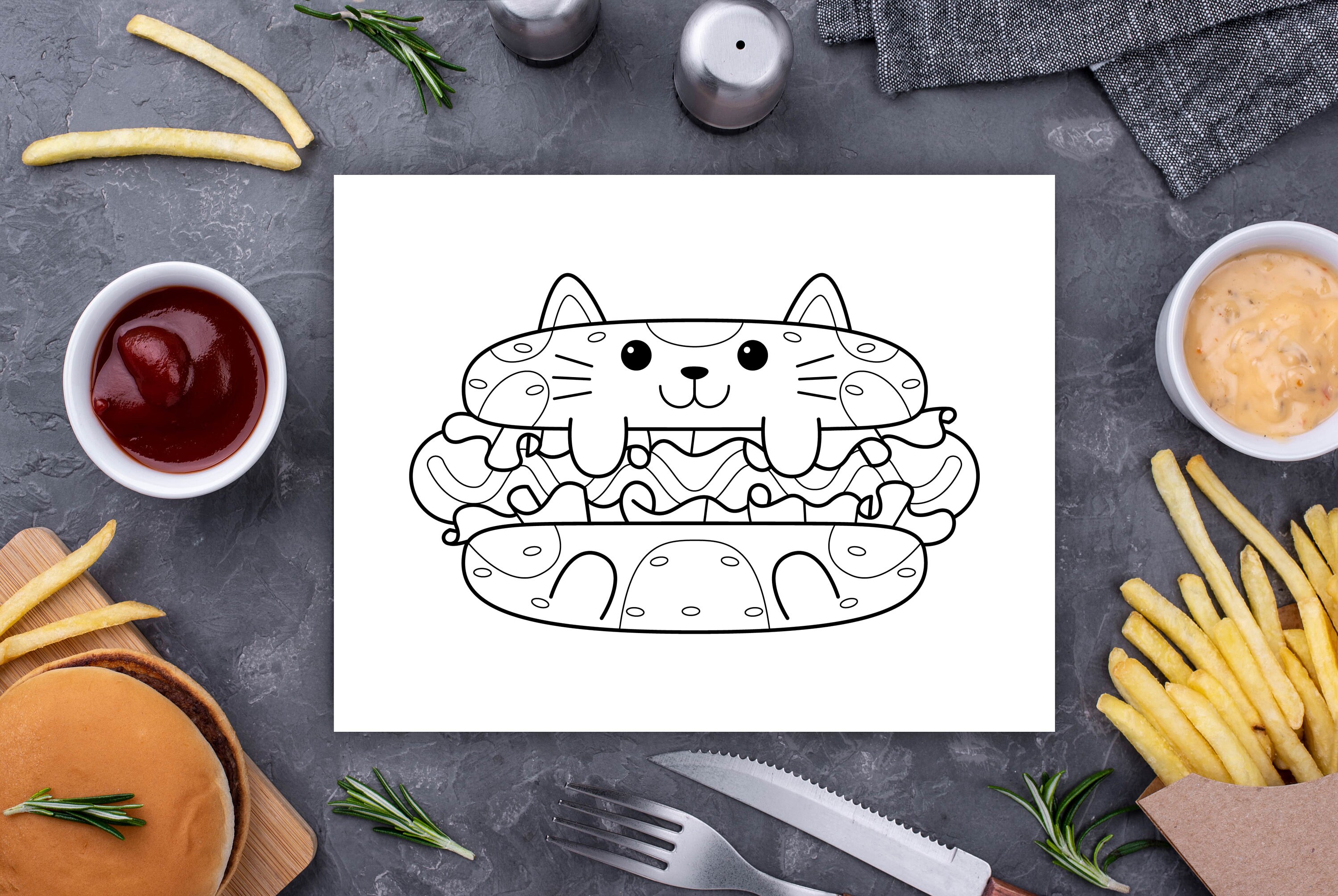 10 Adorable Food as Cats Coloring Pages for Kids or Adults Alike Unique ...