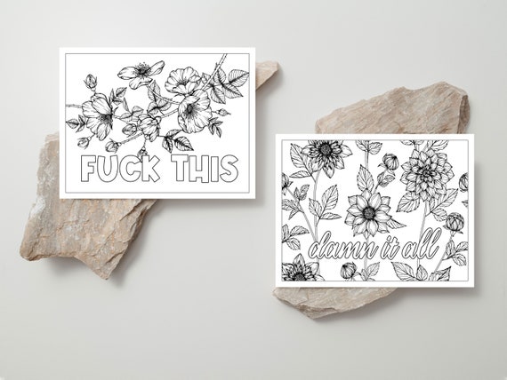 15 Swearing Cuss/curse Word Floral Themed Coloring Pages for - Etsy ...