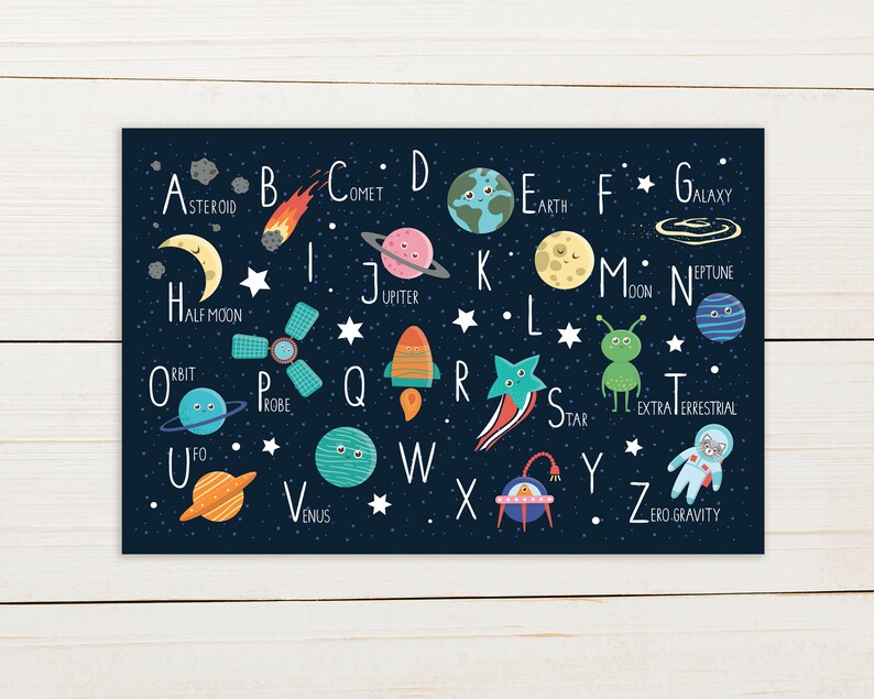 Space Themed Learning the Alphabet Poster | 11"x17" | Horizontal ...