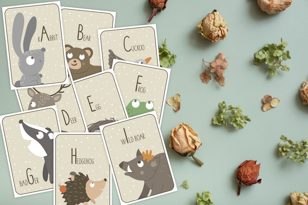 26 English Alphabet Woodland Forest Animal Themed Flashcards | Activity ...