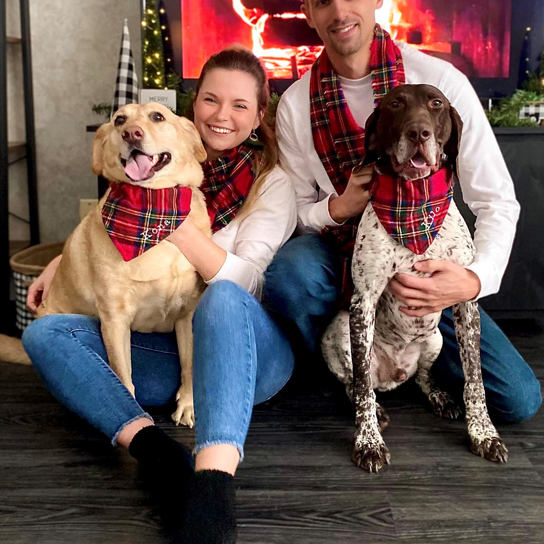 Matching Scarf and Pet Bandana over Collar Style, 100% Cotton Flannel ...