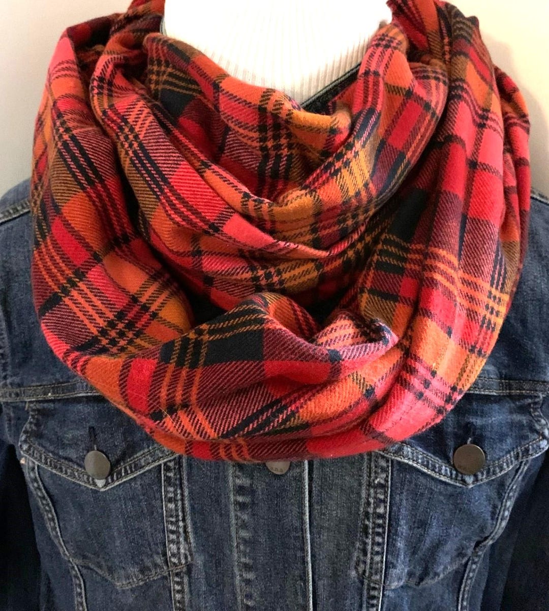 100% Cotton Berry Tones Woven Flannel Scarf, All Sizes All Sizes Cotton ...