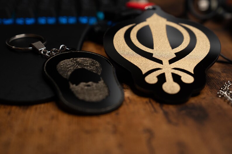 Sikh Symbol Khanda Car Mirror Ornament + Keychain Bundle: Punjabi Pride ...