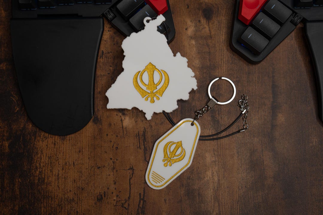 Sikh Khanda Car Mirror Hanger Punjab Map, Keychain Gift Idea, India ...
