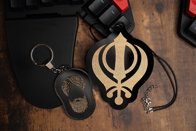 Sikh Symbol Khanda Car Mirror Hang + Keychain Bundle: Punjabi Pride ...