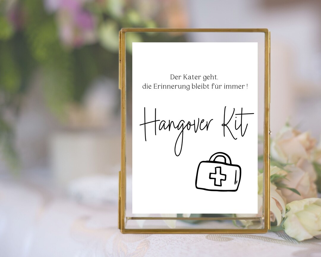 Hangover Kit Sign Wedding Black & White Plain Hangover Kit - Etsy