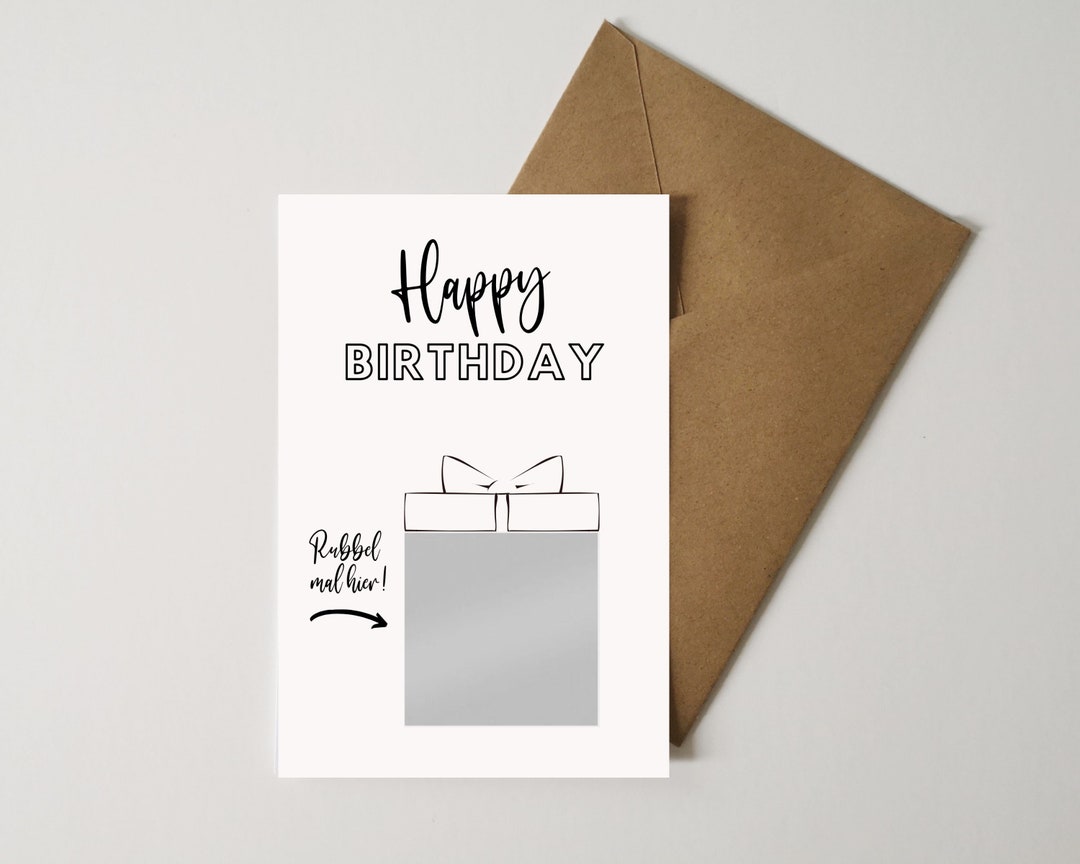 Scratch Card Happy Birthday Birthday Card Voucher Gift Voucher Birthday ...
