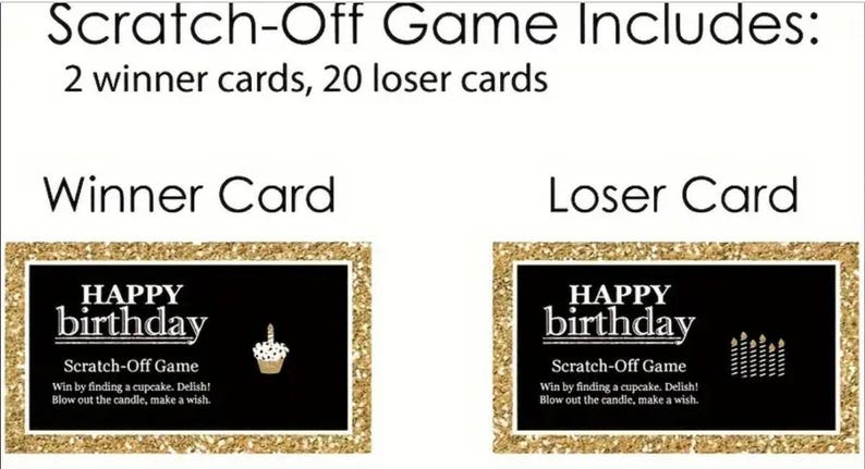 Happy Birthday Scratch off Cards, Birthday Party Game Cards - Etsy