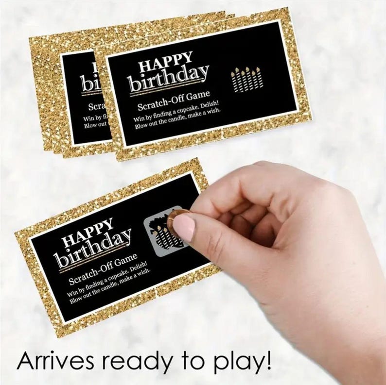 Happy Birthday Scratch off Cards, Birthday Party Game Cards - Etsy