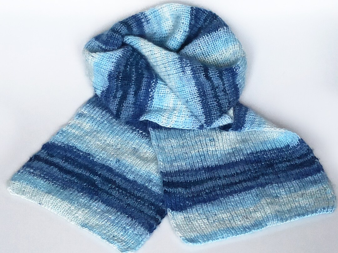 Blue Ombre Scarf Winter Scarf for Men Hand Knitted Scarf - Etsy
