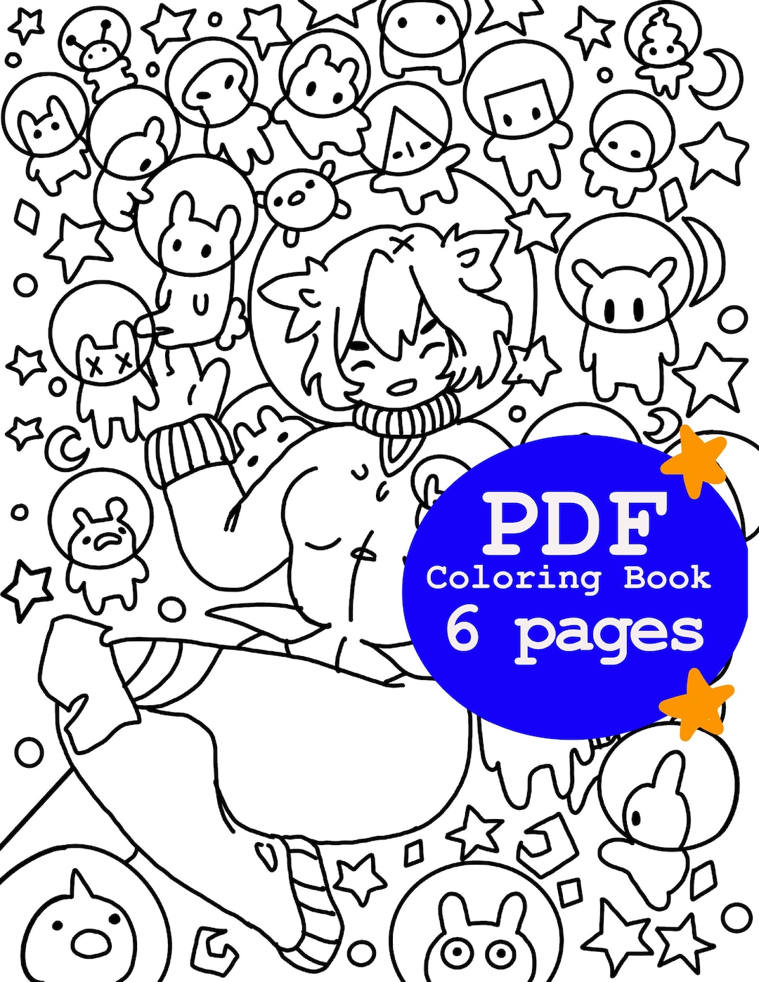Coloring Book #1 Printable PDF JPEG 6 Full Pages - Etsy