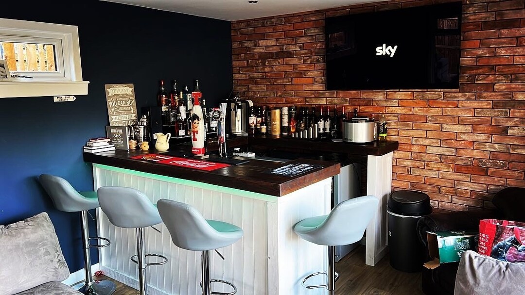 U-shaped Bar | Rustic & Modern | Custom Built | Bluetooth LED Lights - Etsy