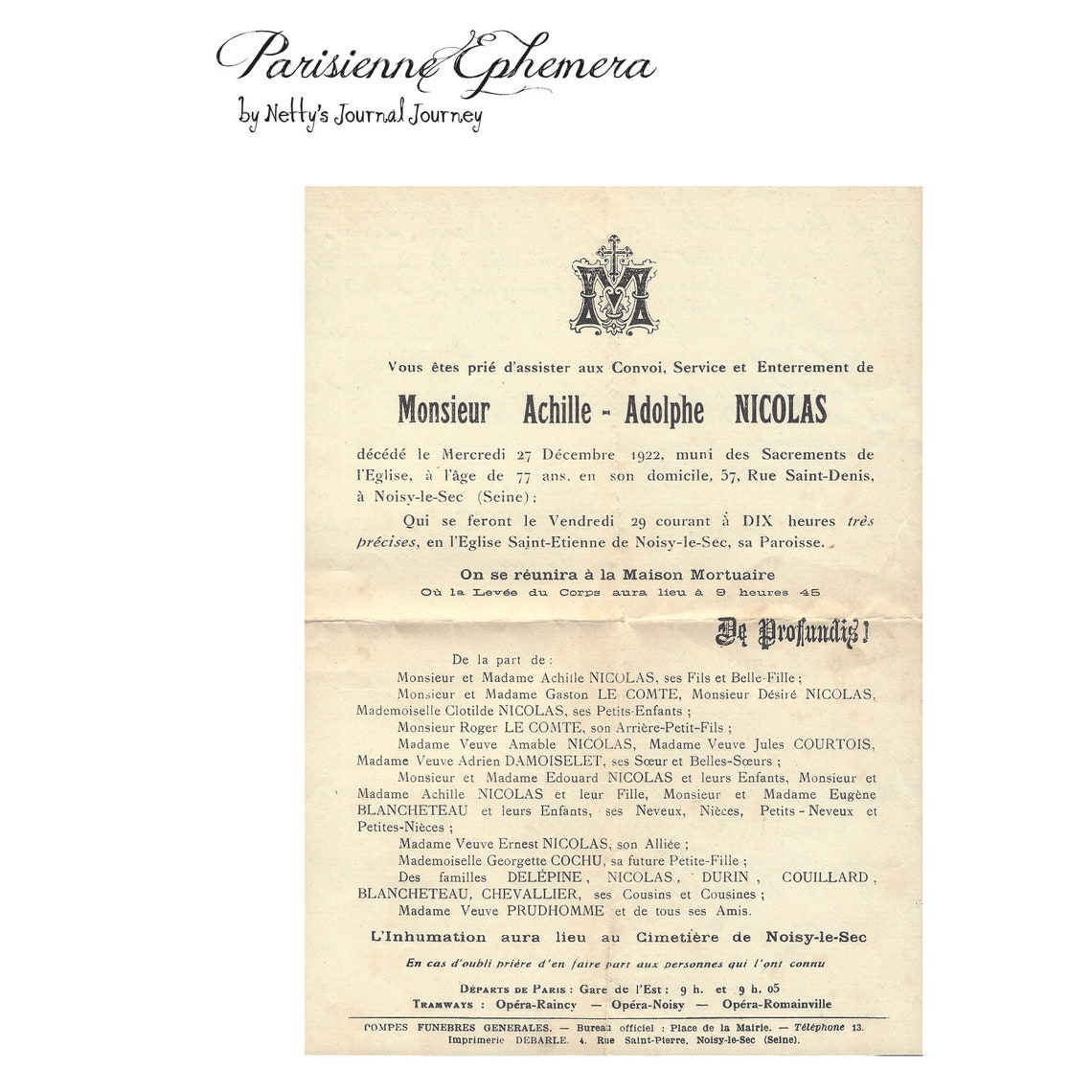 Vintage Parisienne French Ephemera & Stationery to Download 11 Pieces ...