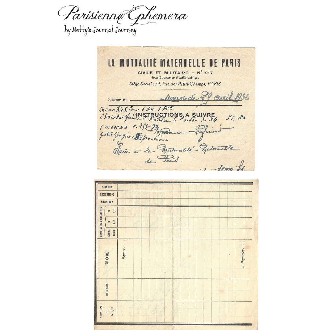 Vintage Parisienne French Ephemera & Stationery to Download 11 Pieces ...