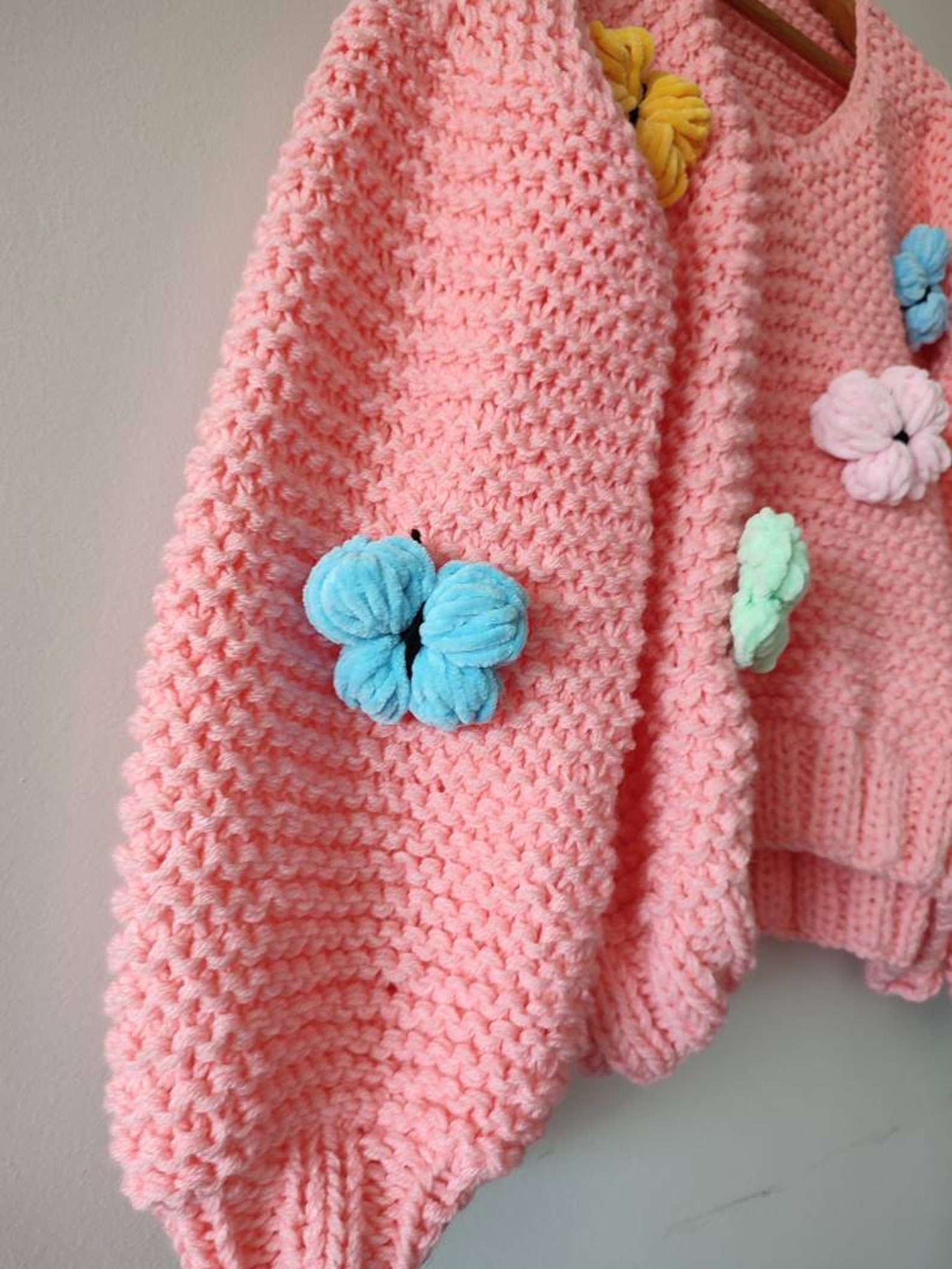 Pullover Sweaters Women Pink Butterfly Pullover Chunky - Etsy