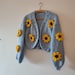 Blue Sunflower Cardigan, Trendy Women Clothes, Floral Crop Sweater ...
