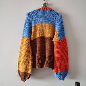 Colorful Cardigan for Men, Patchwork Trendy Sweater, Vintage Knitted ...