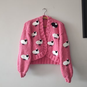 Pink Sheep Cardigan, Sweet Sheeps Sweater, Christmas Unique Designs ...
