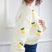 Lemon Slice Embroidery Woman Trendy Cardigan,cotton or Acrylic Oversize ...