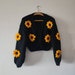 Black Sunflower Cardigan, Custom Order Knitting, Handmade Floral ...