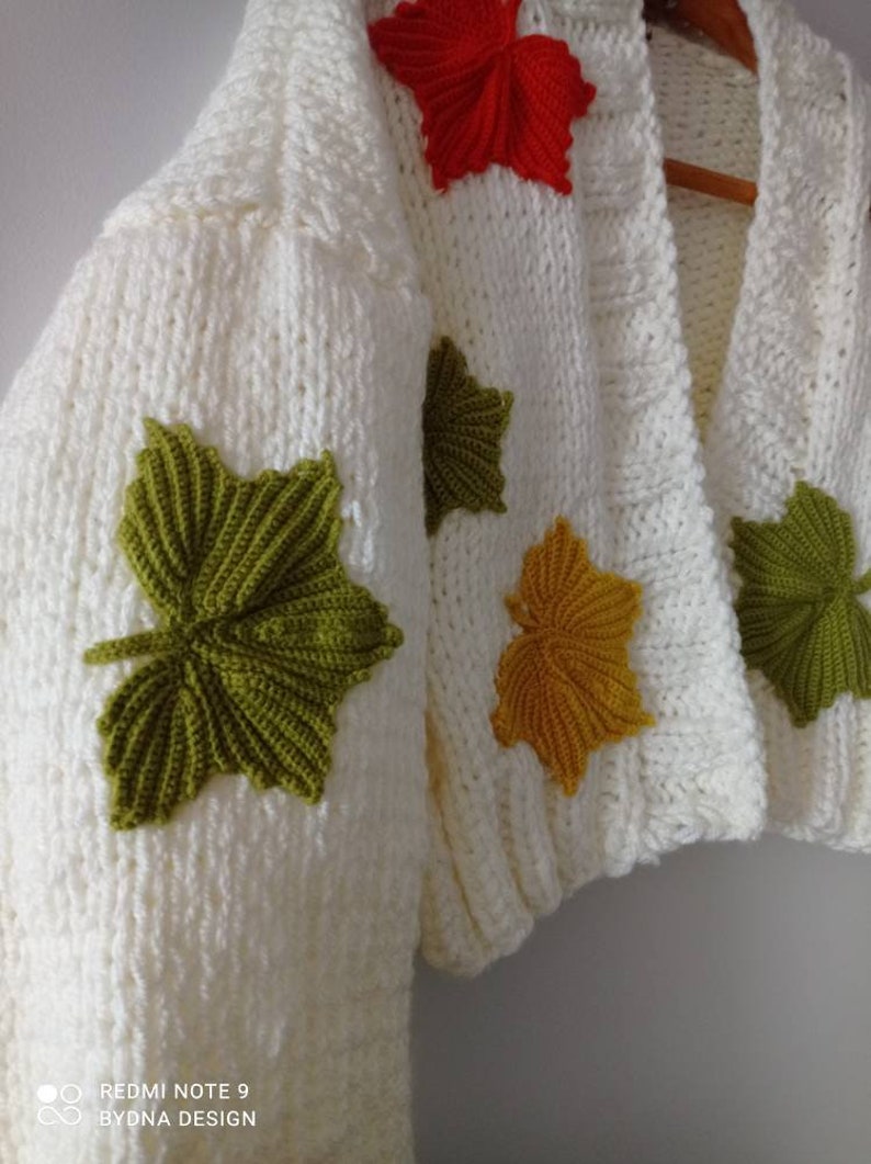 Leaves Embroidery Cardigan Chunky Oversized Sweater Fall - Etsy