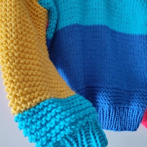 Unisex Large Cardigan, Colorblock Sweater, Trendy Neon Color Clothes ...