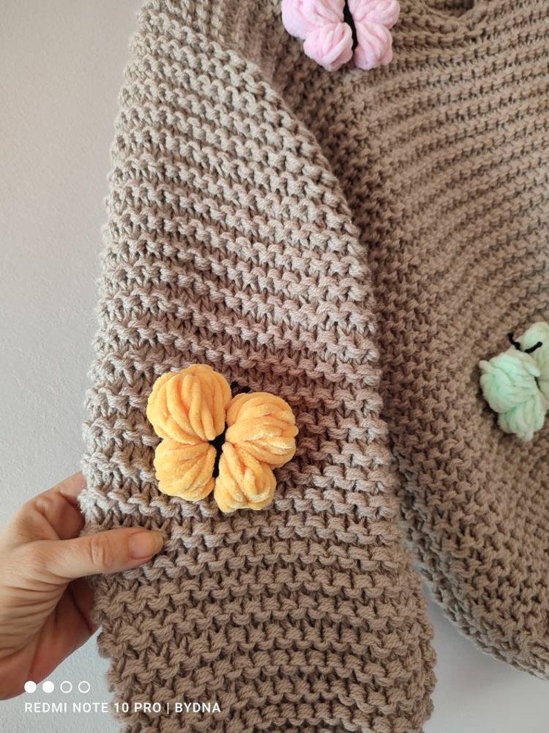 Cream Butterfly Sweater, Chunky Knit Pullover, V Neck Tiktok Viral ...