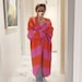 Striped Boho Woman Maxi Cardigan, Handmade Mohair Luxury Coat, Pink ...