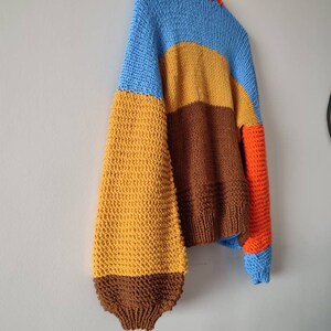 Colorful Cardigan for Men, Patchwork Trendy Sweater, Vintage Knitted ...