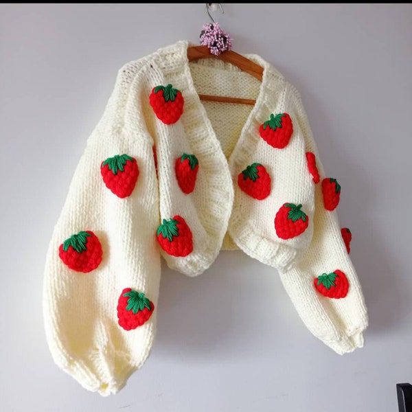 Strawberry Cardigan - Etsy