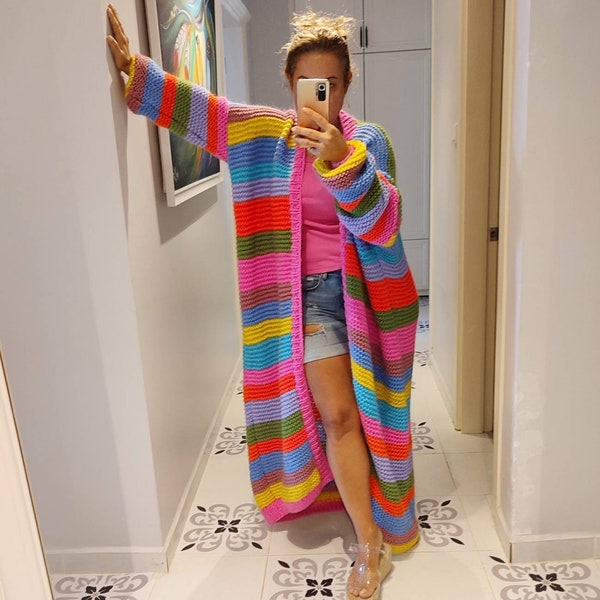Neon Knit Cardigan - Etsy