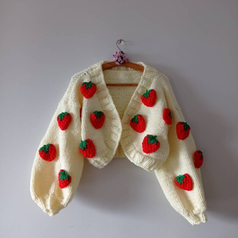 Strawberry Cardigan - Etsy