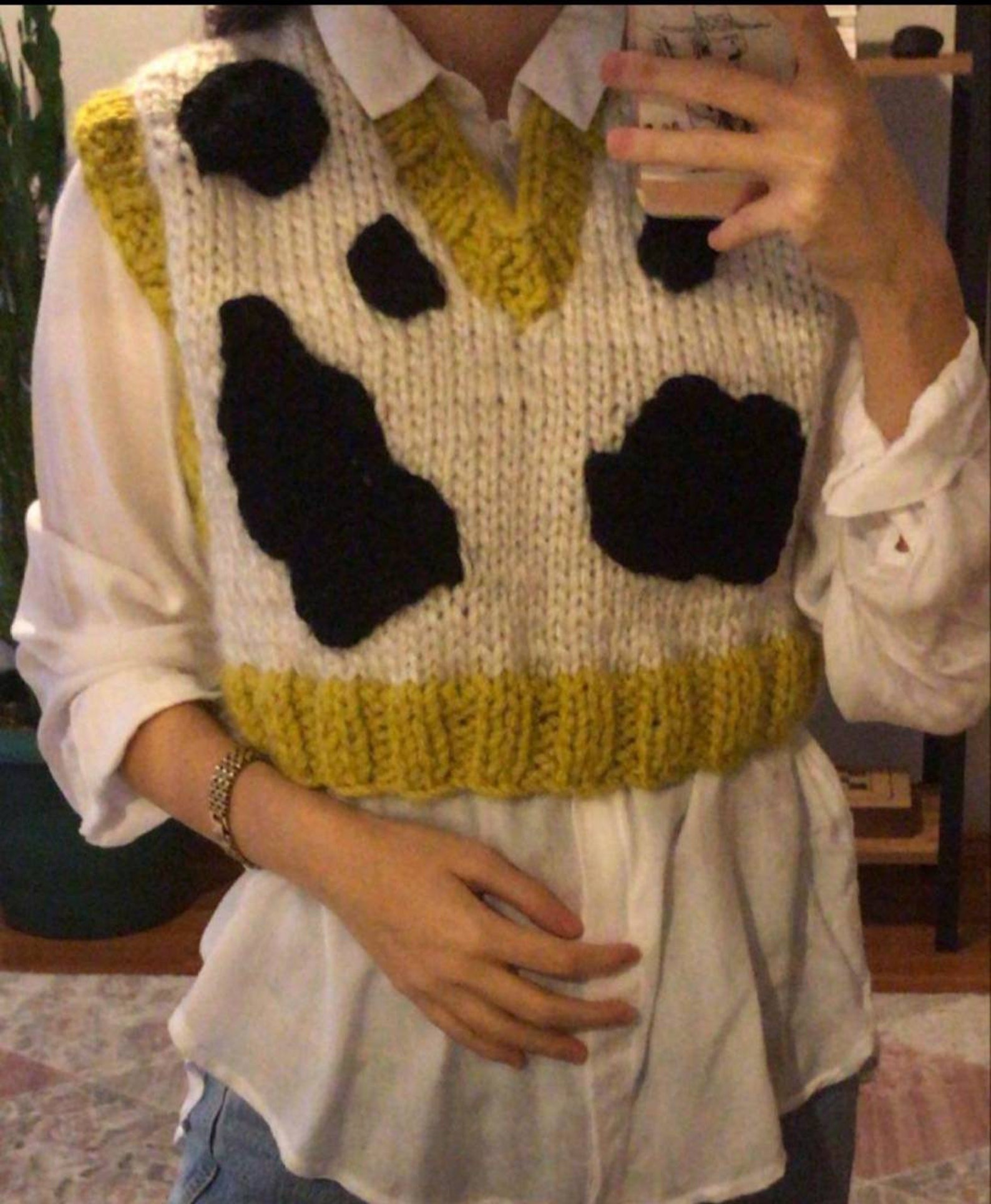 Cow Sweater Vest for Woman Stylish 3d Cow Patch Knit Crop - Etsy