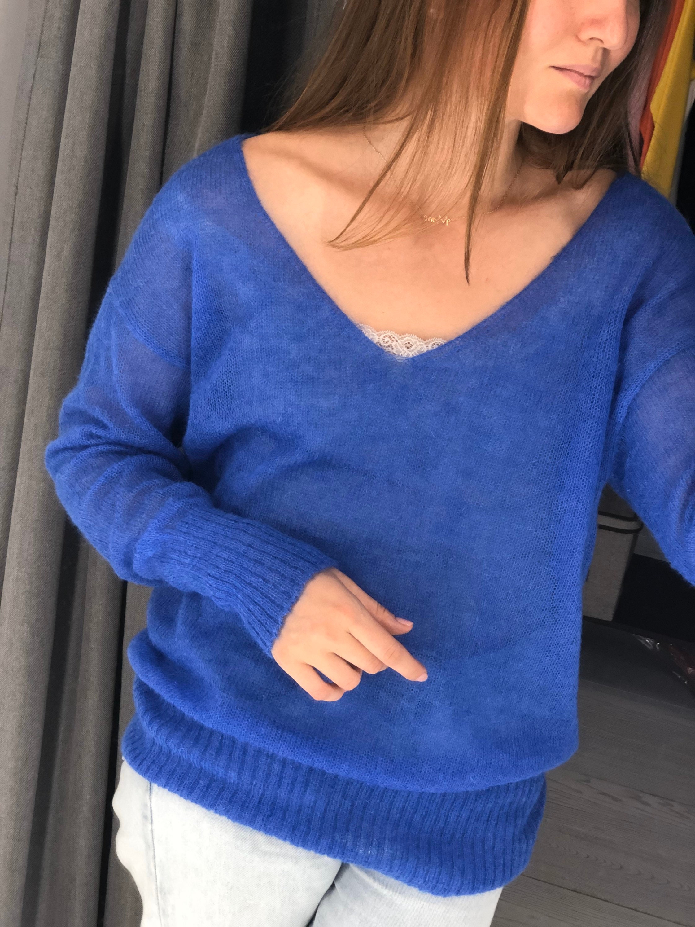 Red Mohair Mesh Sweater Hand Knit Mohair Sweater See-through Sweater ...