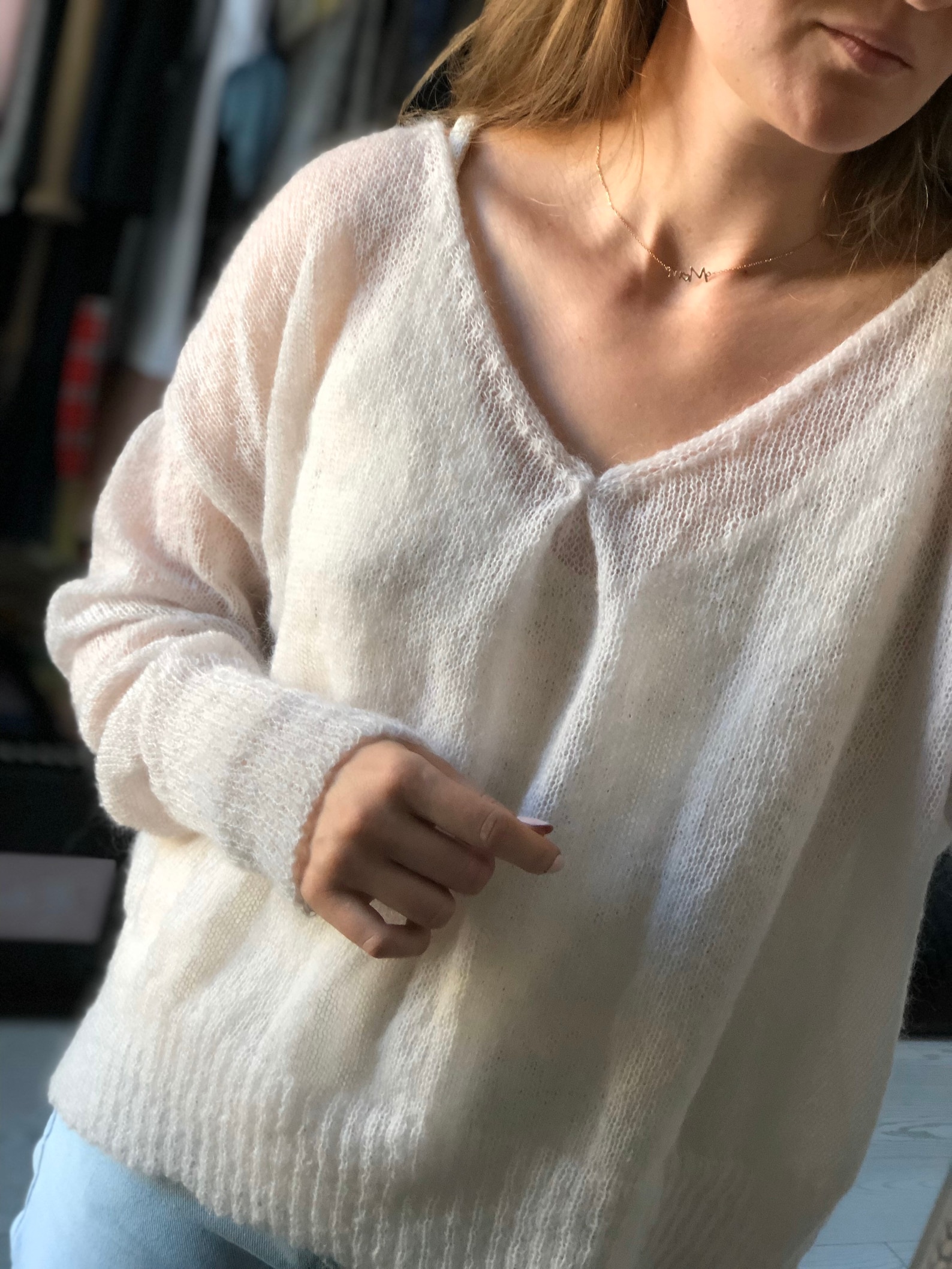 White Mohair Mesh Sweater Oversize Mohair Knitted Sweater See-through ...