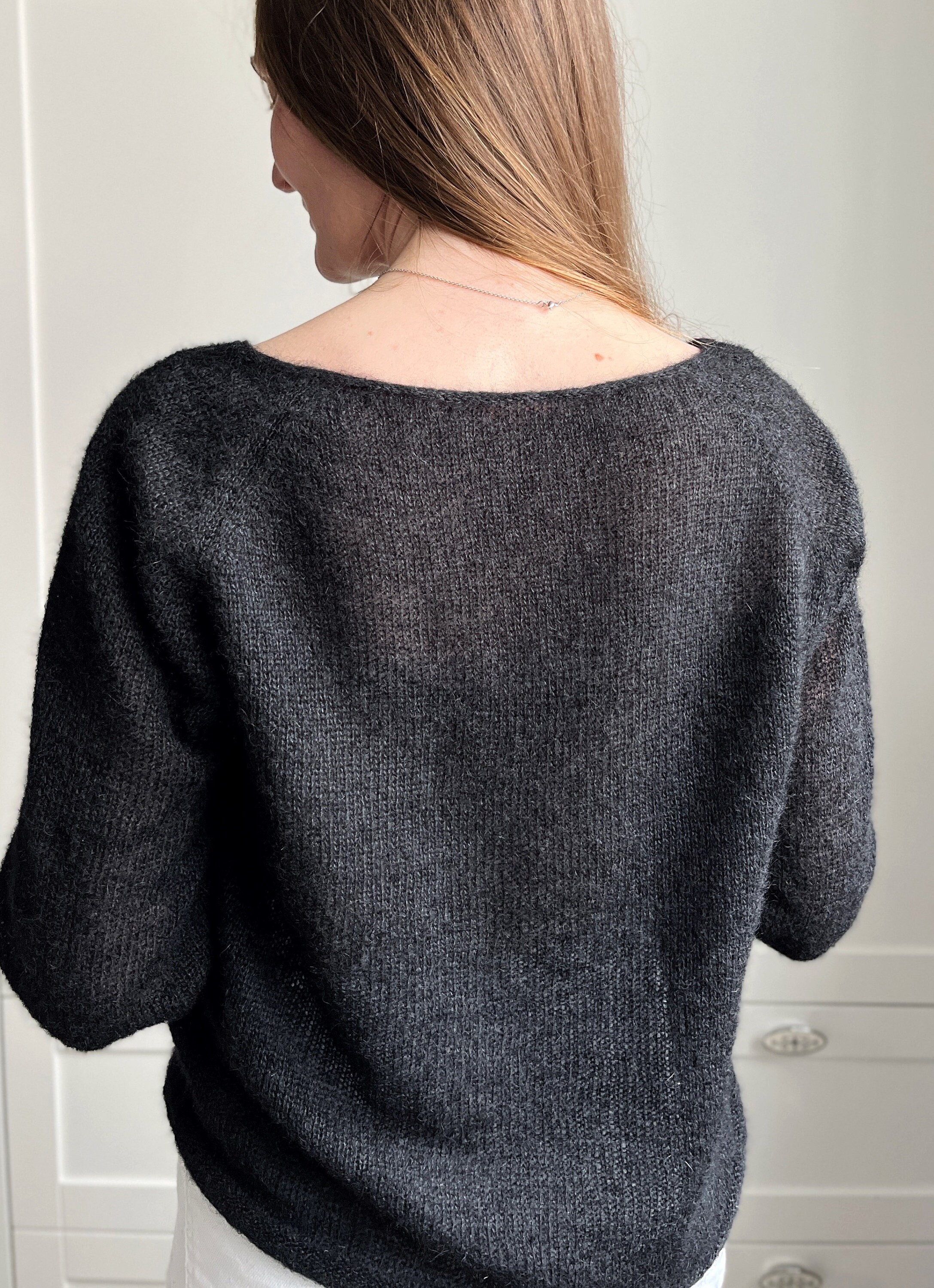 Black Mohair Silk Mesh Knit Sweater. Alpaca Warm Light Sheer Sweater ...