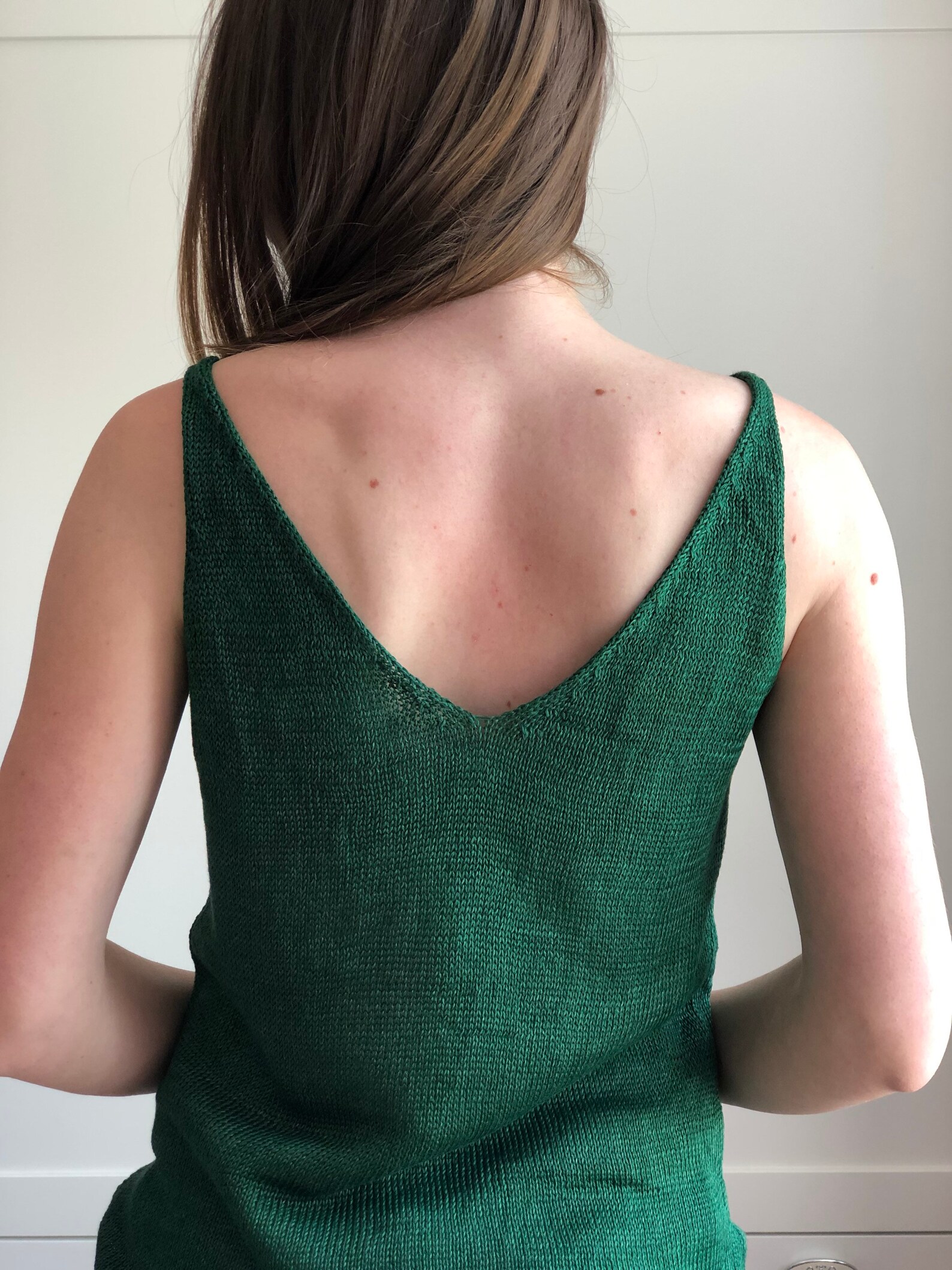 Emerald Green Organic Linen Knitted Top. Silk Knitted Tank Top - Etsy