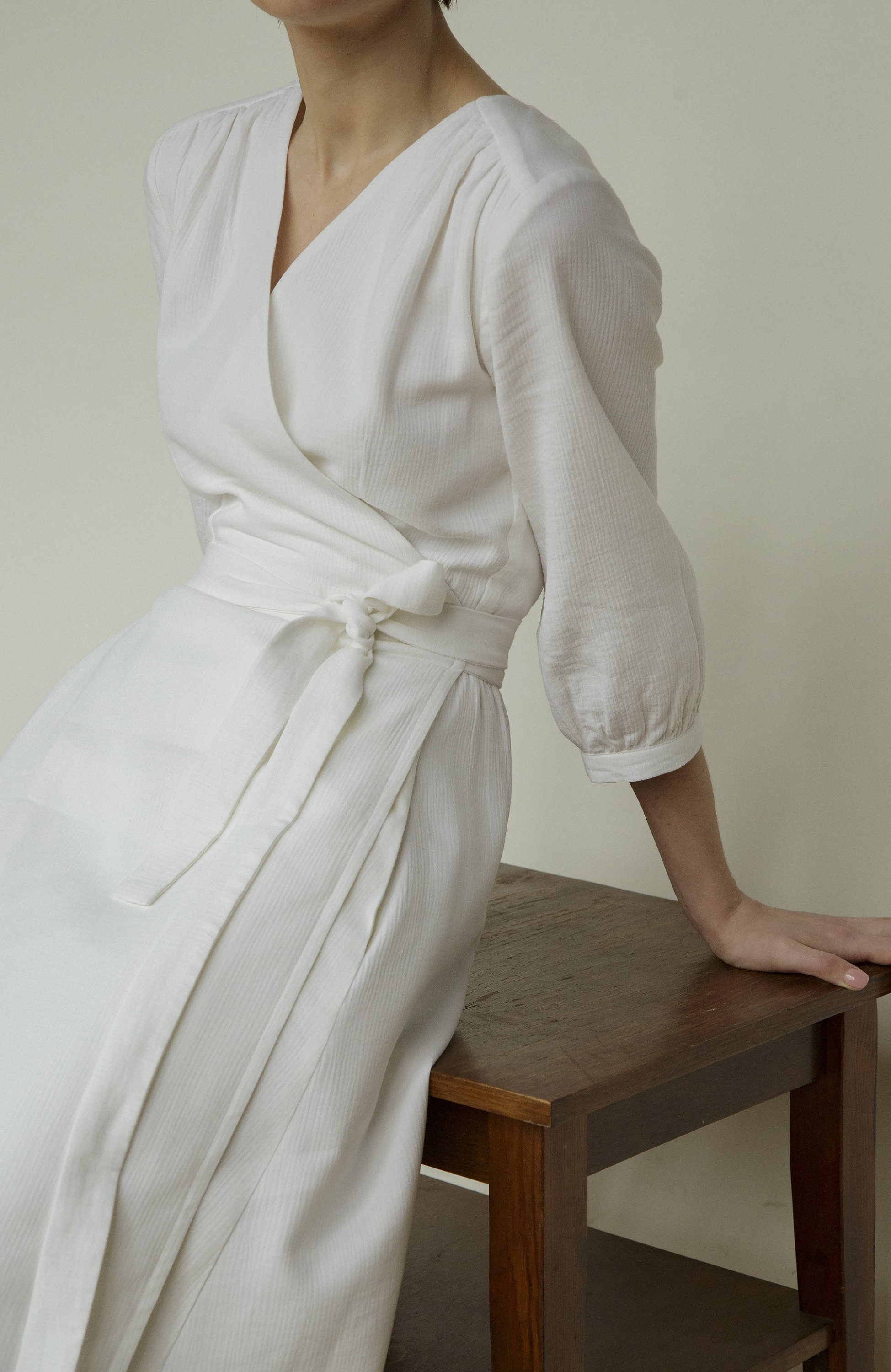 White Muslin Tea Length Wrap Dress for Women With Pockets. - Etsy