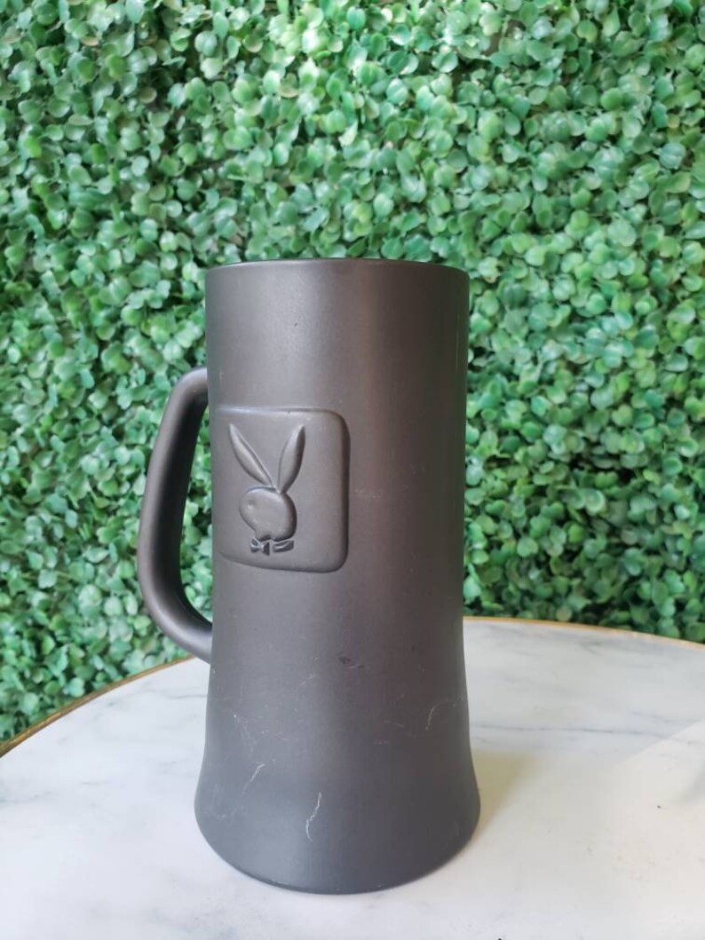Vintage Playboy Stein, Clay Beer Mug With Playboy Bunny, Matte Charcoal ...