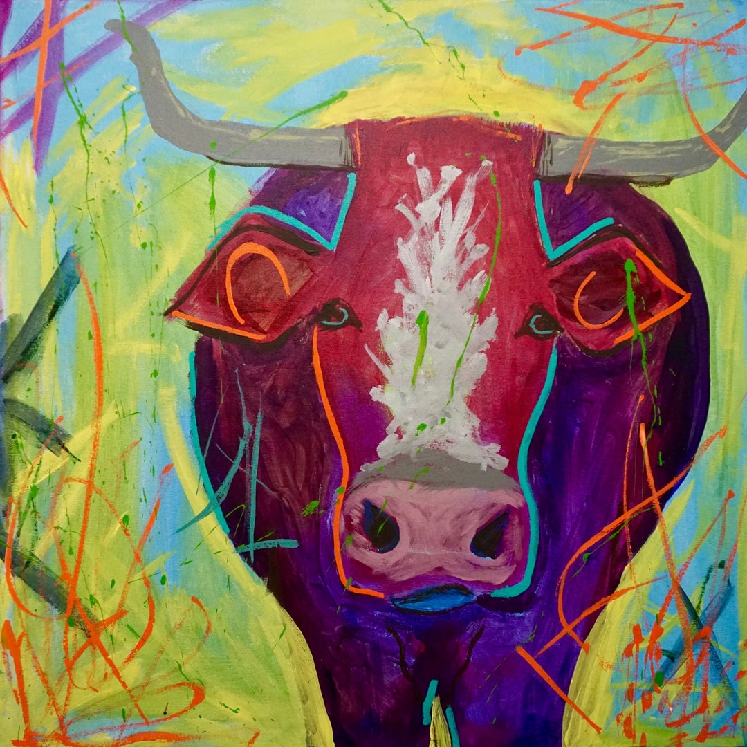 Original Modern Abstract Cow Painting dorian - Etsy
